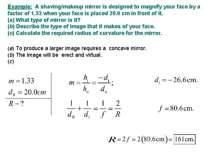 7 Spherical mirror 1 Mirror equation h C