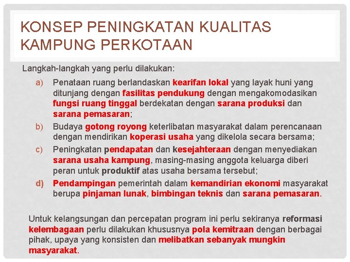INTEGRASI TATA RUANG INFRASTRUKTUR DAN PERMUKIMAN DI KAMPUNG