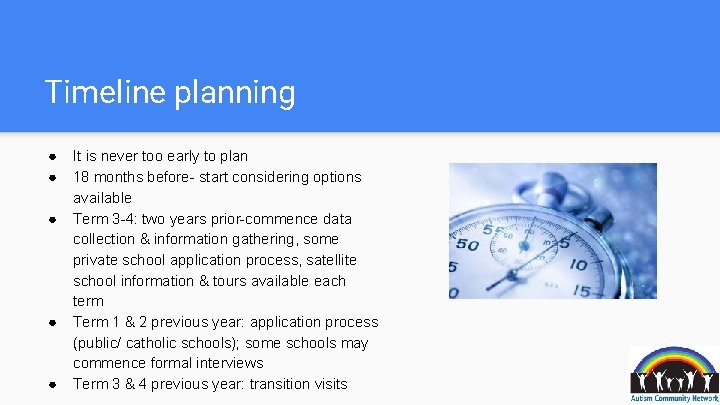 SCHOOL TRANSITION EARLY YEARS TO PRIMARY Available Options