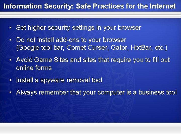 Information Security New Employee Orientation Information Security Everyone