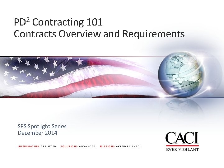 PD 2 Contracting 101 Contracts Overview and Requirements