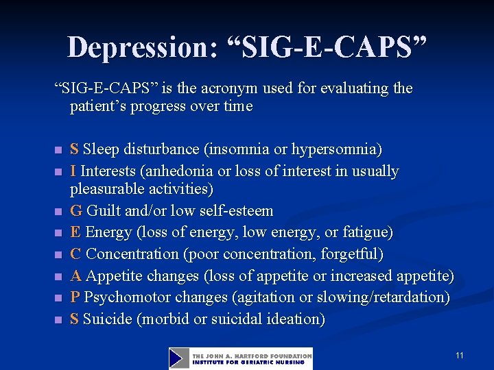 Depression Delirium and Dementia in Older Adults Objectives