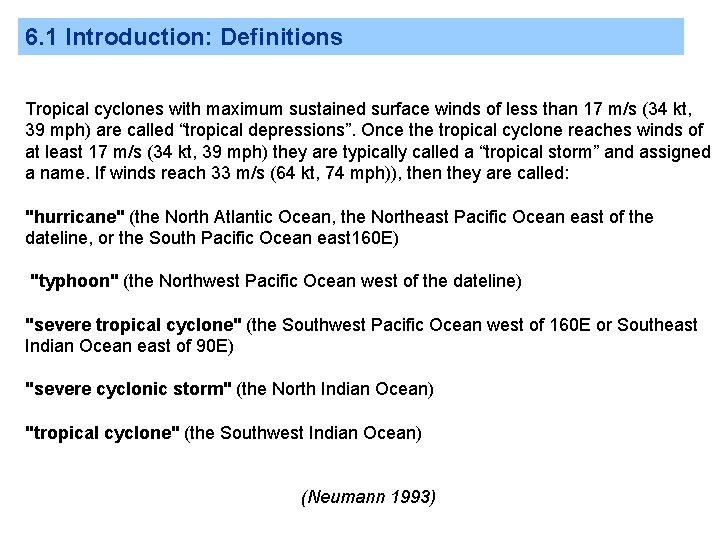 Section 6 Tropical Cyclones 6 1 Introduction 6