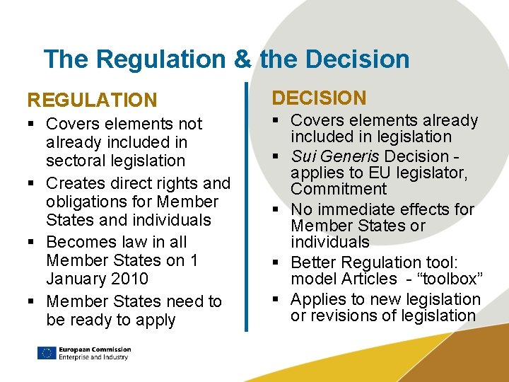The New Legislative Framework Rita LAbbate Unit C