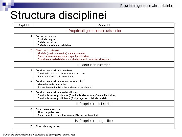 Materiale electrotehnice 1 Proprietati generale cristalelor Materiale ...