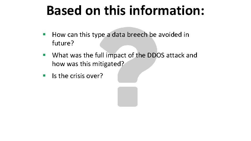 Information Security Tabletop Exercise Malware DDOS Attack Company
