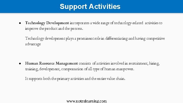 Porters Value Chain Analysis www noteslearning com Introduction
