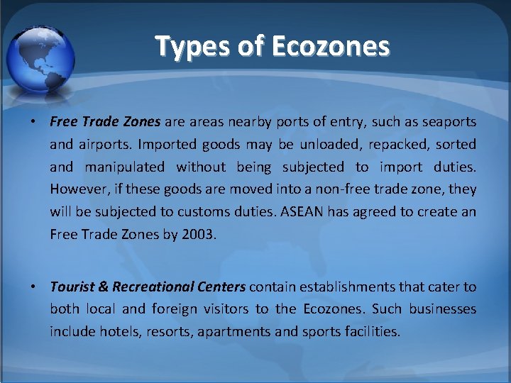 SPECIAL ECONOMIC ZONE ACT OF 1995 RA 7916
