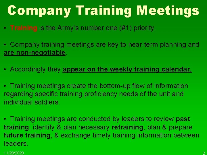 Training Meetings Training Circular TC 25 20 Field