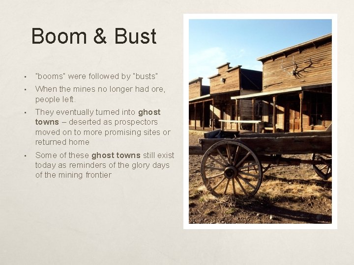 The Western Frontier 1858 1896 The Mining Booms