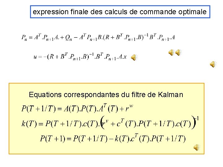 commande optimale critre quadratique et filtrage de kalman