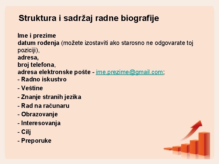 PISANJE RADNE BIOGRAFIJE Mr Zorica Tanaskovi CV je