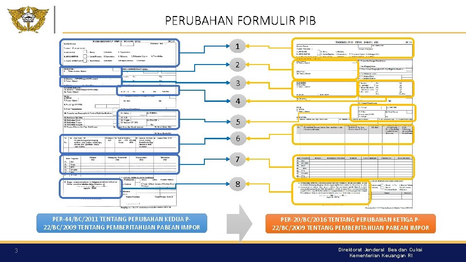 FORMULIR PIB BARU PER20BC2016 PERUBAHAN KETIGA P22BC2009 Direktorat