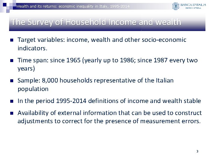 BANCA DITALIA EUROSISTEMA Wealth and its returns economic