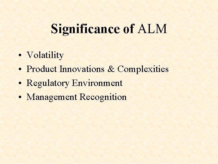 Asset Liability Management in Banks Module A Live