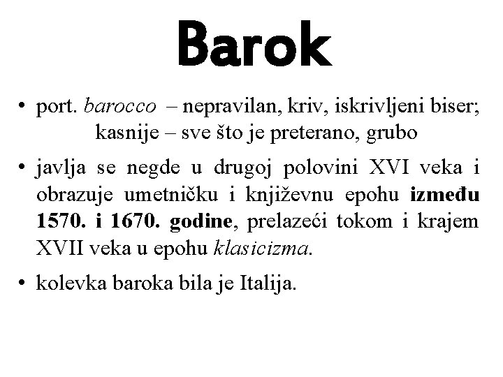 itaoce treba zauditi ambatista Marino Baro k Hronologija