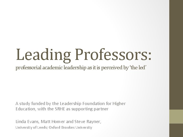 Leading Professors professorial academic leadership as it is