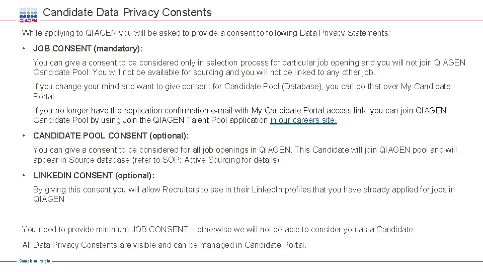 TALENT LINK CANDIDATE PORTAL Quick Reference Guide Sample
