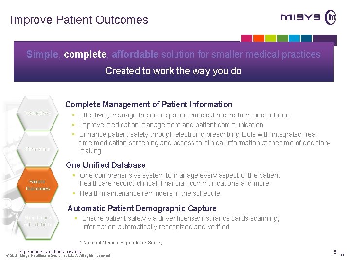 Misys at a glance About Misys ABOUT MISYS