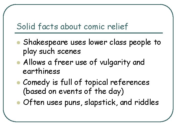 COMIC RELIEF What a piece of work is