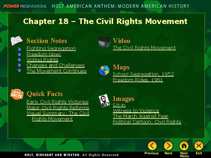 Chapter 18 The Civil Rights Movement Section Notes