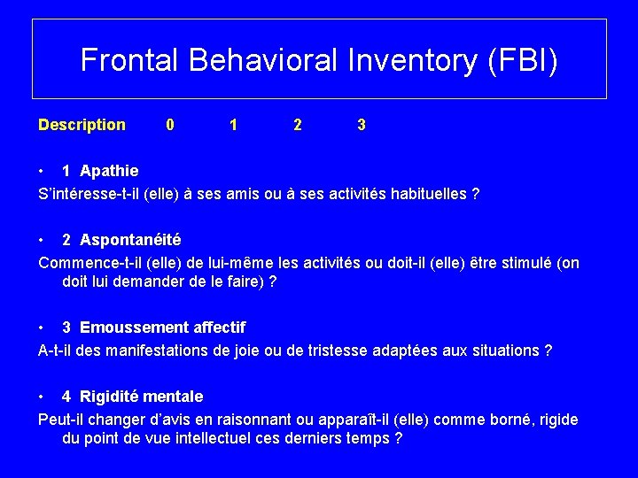 Tests psychomtriques et chelles dvaluation en Neuropsychologie Plan