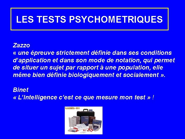 Tests psychomtriques et chelles dvaluation en Neuropsychologie Plan
