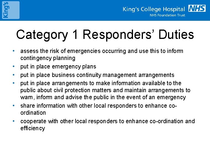 Emergency Incident Planning in the NHS SAM MOFFITT