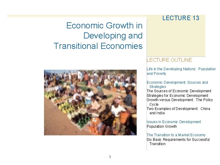 Economic Growth in Developing and Transitional Economies LECTURE