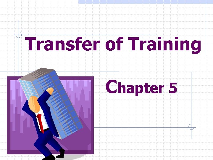 Transfer of Training Chapter 5 Review Analyzed the