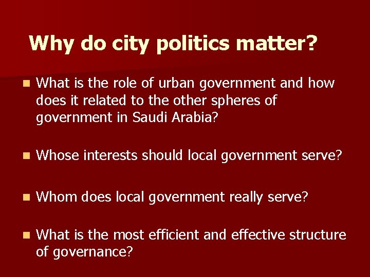Structures and functions of urban government City Management