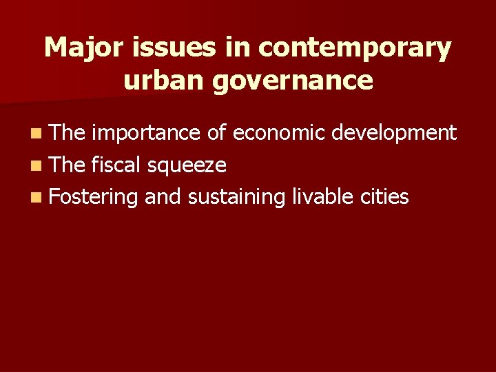 Structures and functions of urban government City Management