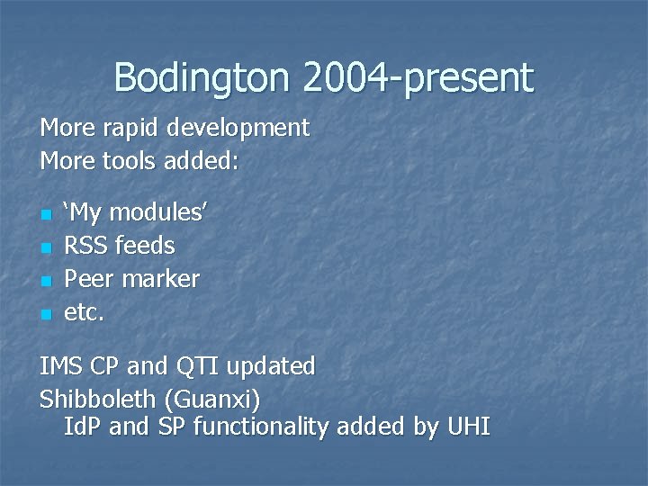 The Bodington System Patently Previous Andrew Booth Institute