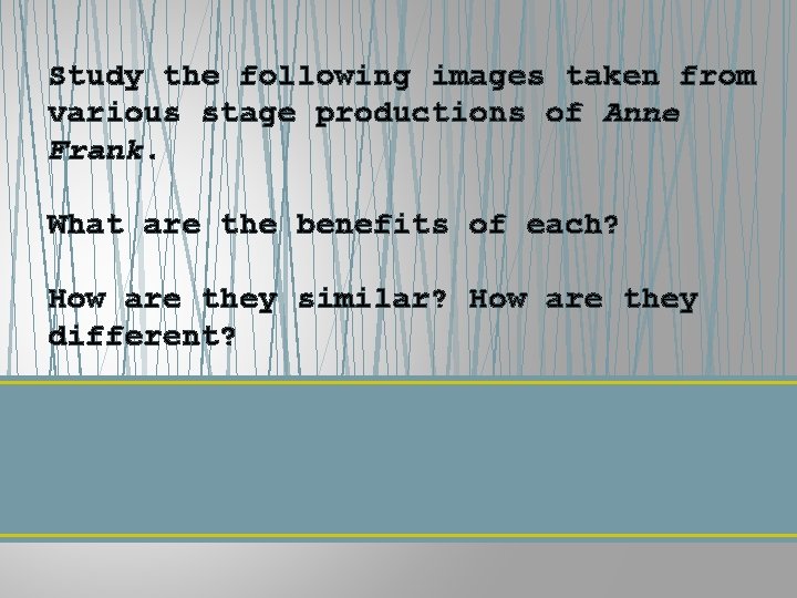Various Set Designs The Diary of Anne Frank