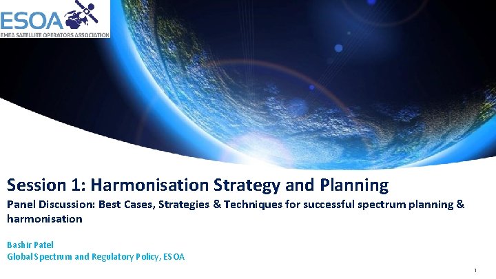 Session 1 Harmonisation Strategy and Planning Panel Discussion