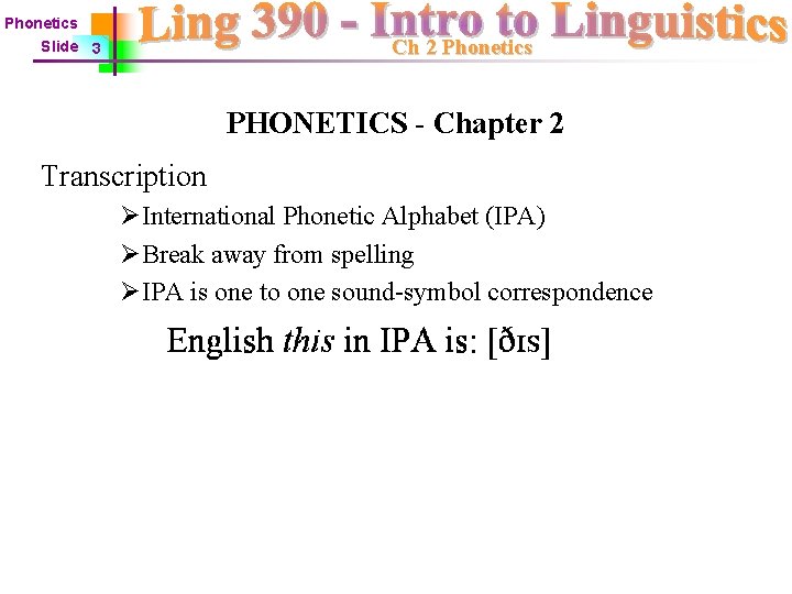 Phonetics Slide 1 Ch 2 Phonetics Chapter 2