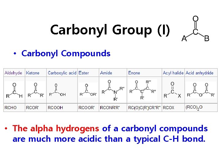Organic Chemistry Chapter 9 Part I Carbonyl Group