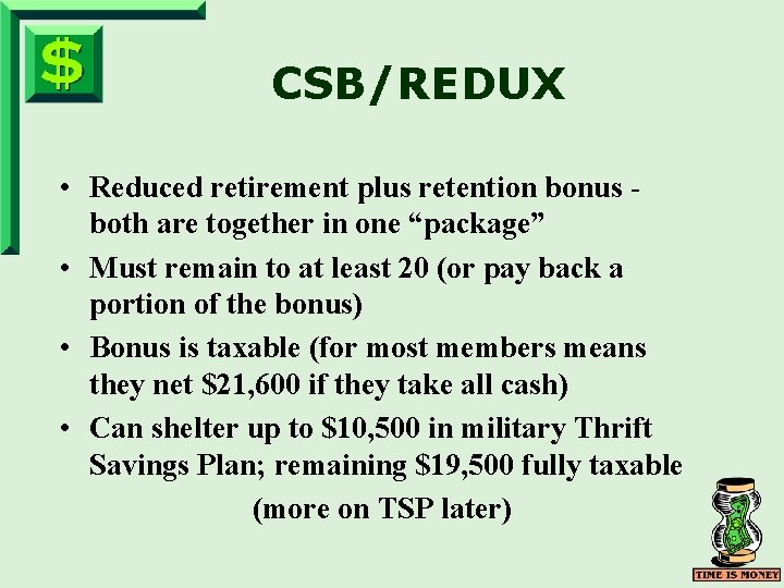 Understanding CSBREDUX and TSP Presented by Mike Leach