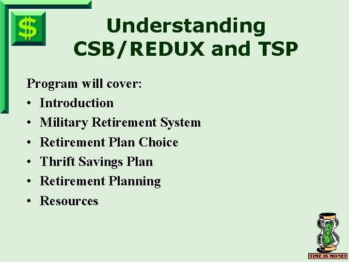 Understanding CSBREDUX and TSP Presented by Mike Leach