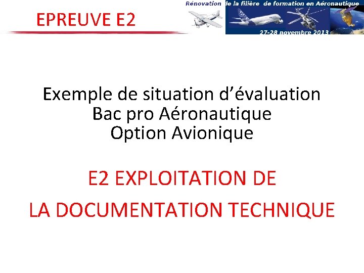 EPREUVE E 2 Exemple de situation dvaluation Bac
