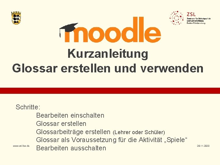 Kurzanleitung Glossar erstellen und verwenden Schritte Bearbeiten ...