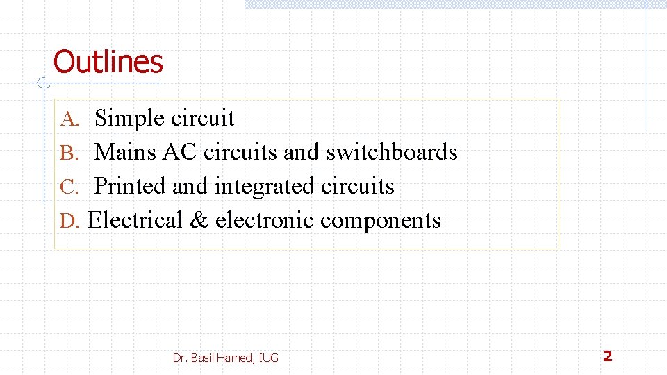 Unit 45 Circuits and components Dr Basil Hamed