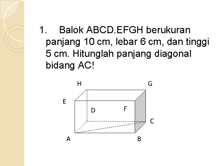 Balok Yang akan kita pelajari Unsurunsur balok Luas