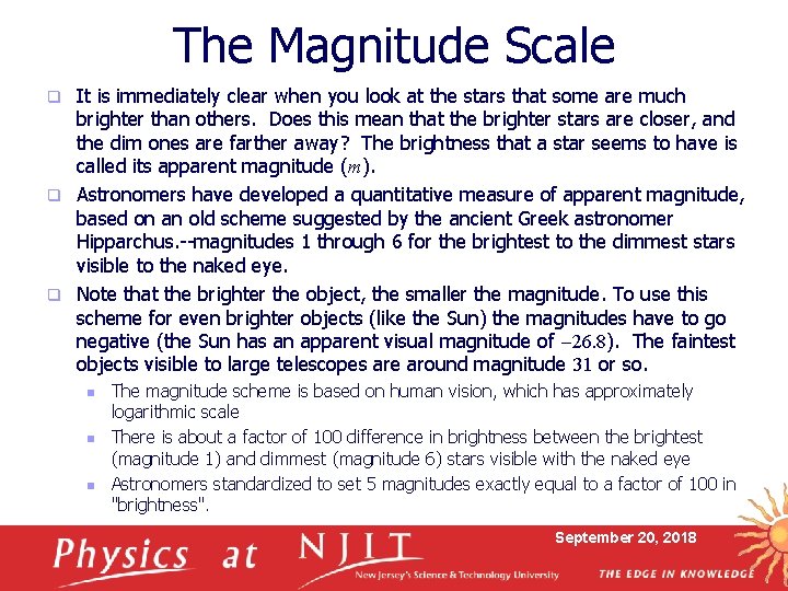Physics 320 Star Distances and Magnitudes Lecture 6