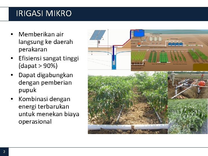 OPERASI DAN PEMELIHARAAN JARINGAN IRIGASI TETES BALAI IRIGASI