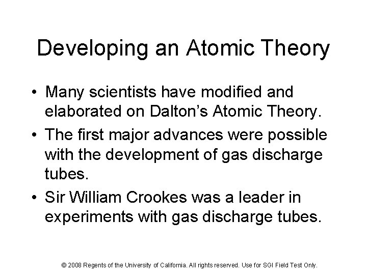 Developing a Model of the Atom SEPUP Science