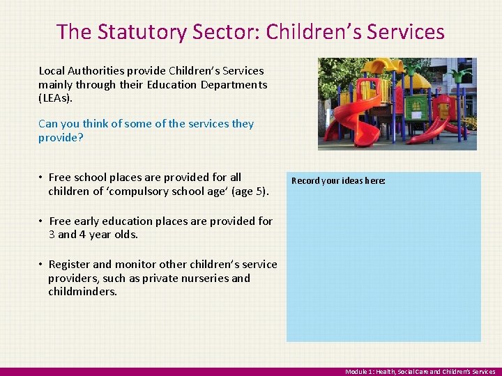 Module 1 Health Social Care and Childrens Services