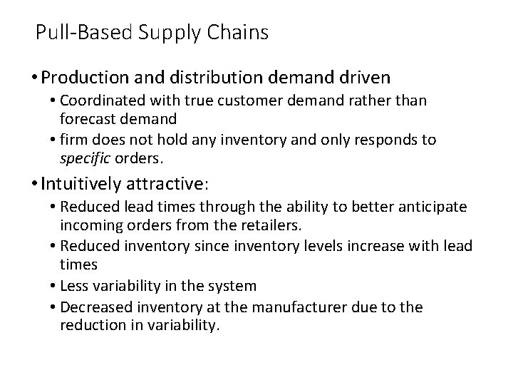 Lesson 4 Supply Chain Integration Chap 6 Push