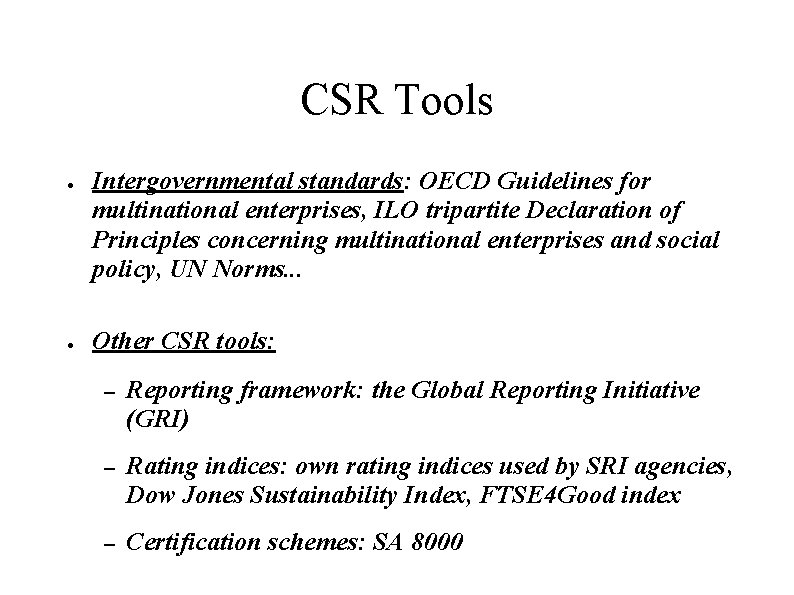 Corporate Social Responsibility CSR Definition and tools Philippe