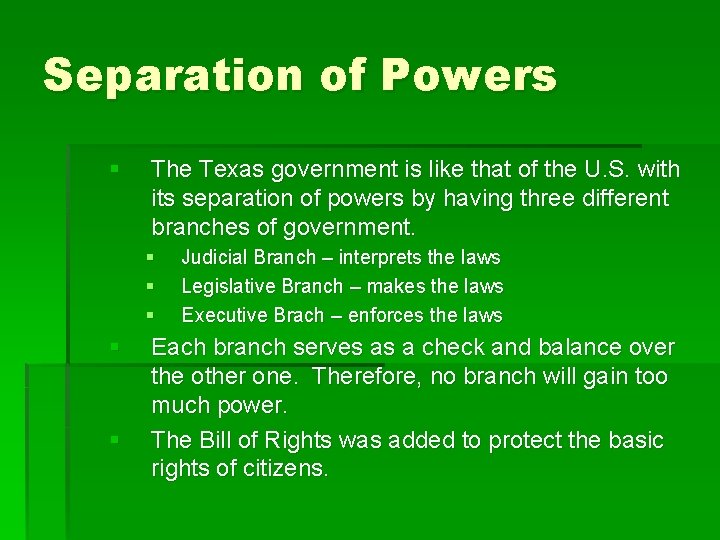 Texas and United States Governments Federalism As a